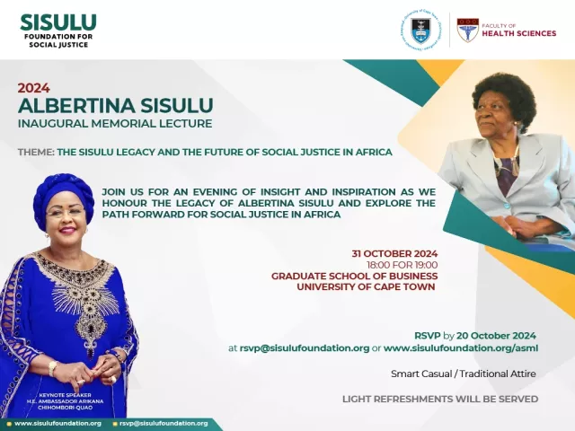 Sisulu Foundation Lecture in Collaboration with UCT and FHS | Faculty ...
